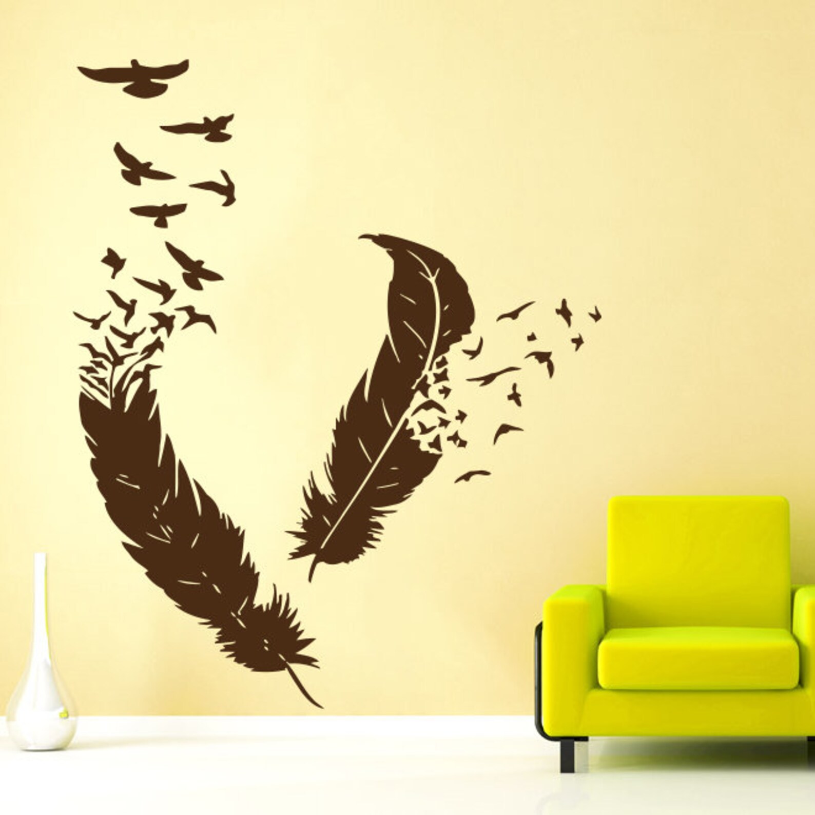 Feather Wall Decal Vinyl Sticker Decals Bird Home Decor Art - Etsy