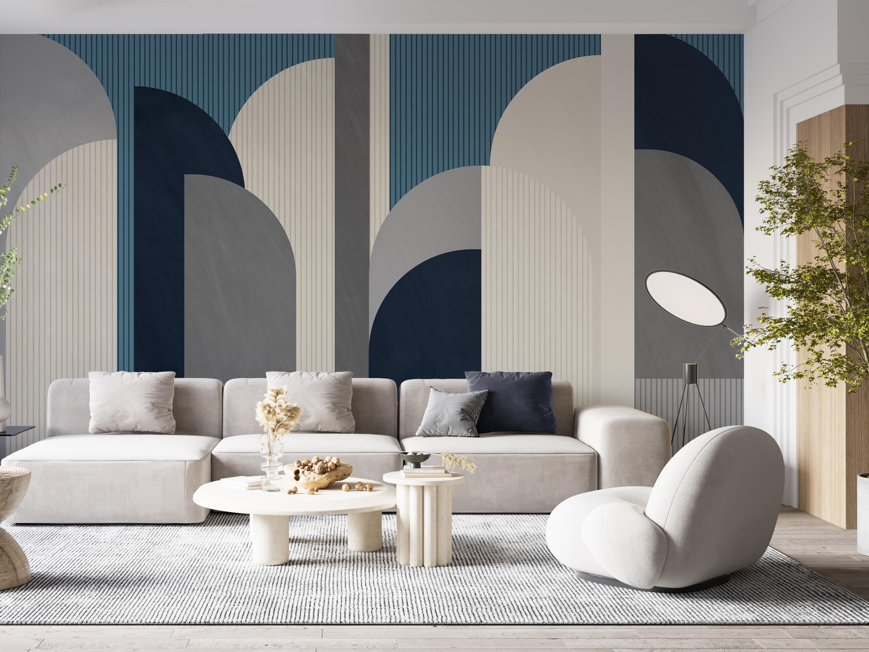 Modern Blue Arch Wall Mural – Geometric Abstract Wallpaper ...
