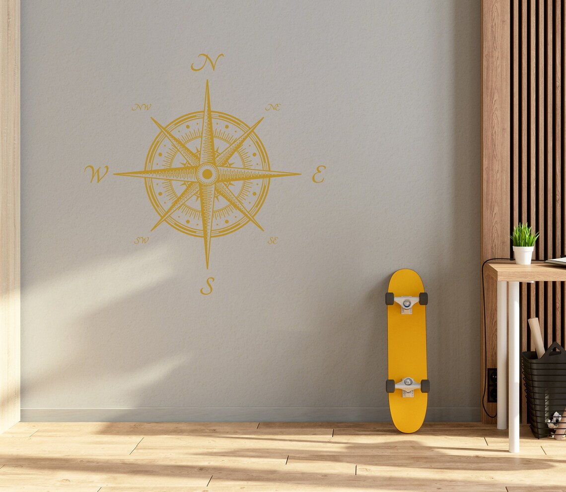 Compass Wall Decal Nautical Compass Rose Navigate Vinyl Sticker Decals ...
