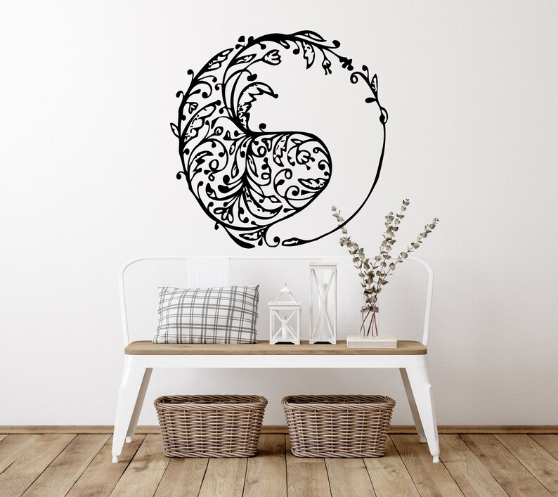 Yin Yang Wall Decal Yoga Vinyl Sticker Decals Floral Patterns - Etsy