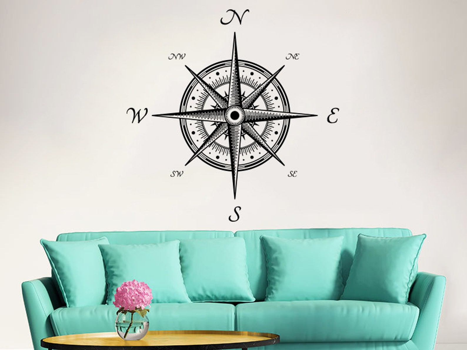 Compass Wall Decal Nautical Compass Rose Navigate Vinyl | Etsy