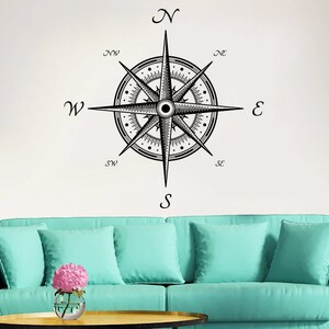 Compass Wall Decal Nautical Compass Rose Navigate Vinyl | Etsy