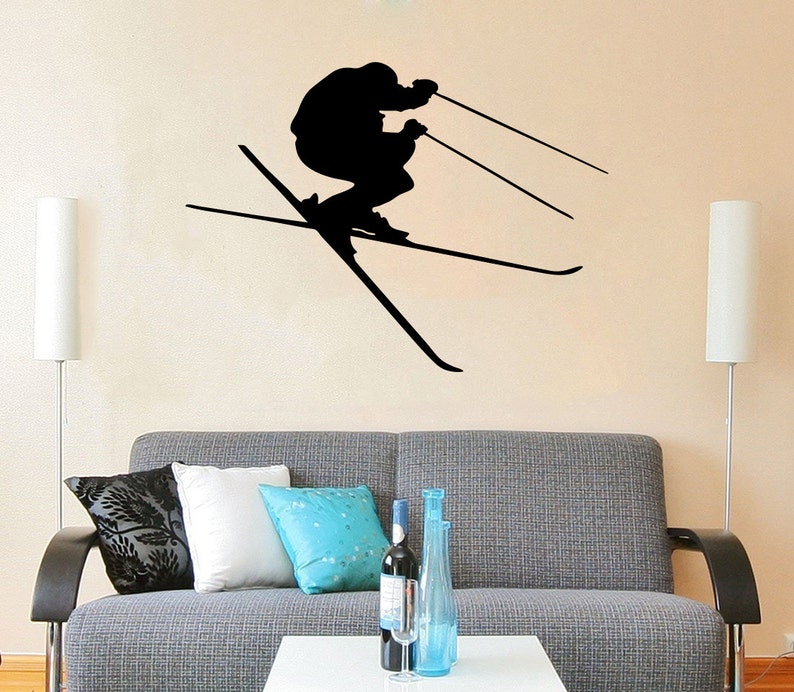 Downhill Skiing Wall Decal Vinyl Stickers Decals Home Decor | Etsy