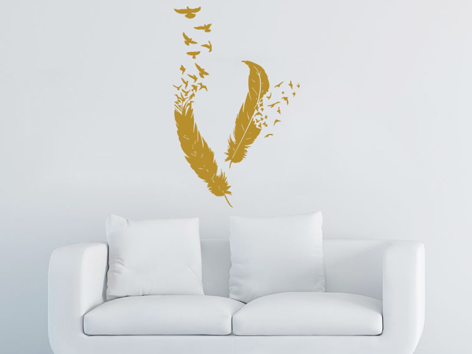 Feather Wall Decal Vinyl Sticker Decals Bird Home Decor Art - Etsy