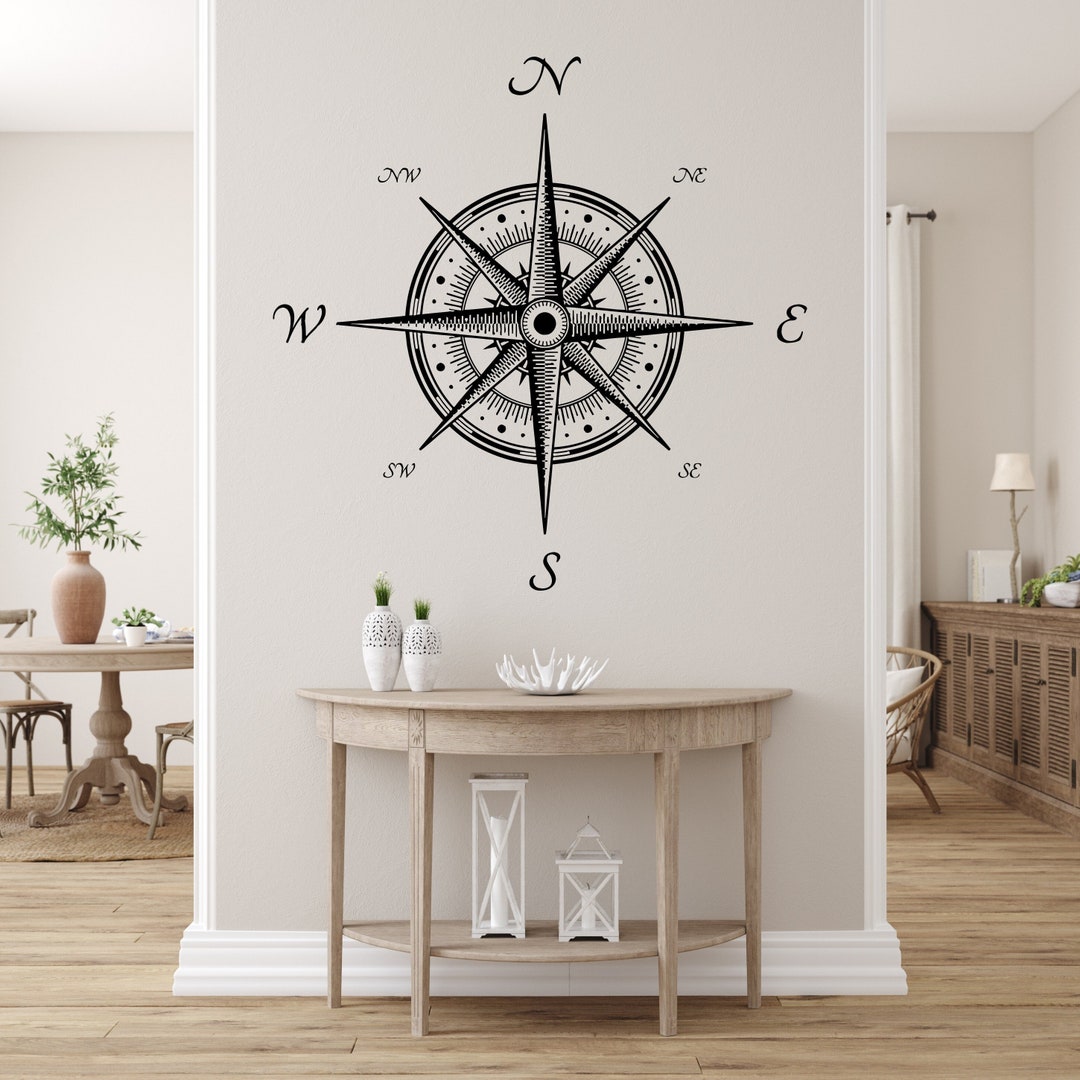Compass Wall Decal Nautical Compass Rose Navigate Vinyl Sticker Decals ...