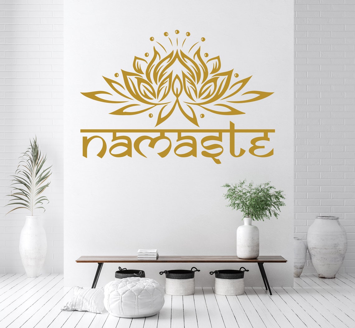 Namaste Wall Decal Quote Lotus Flower Vinyl Sticker Decals - Etsy