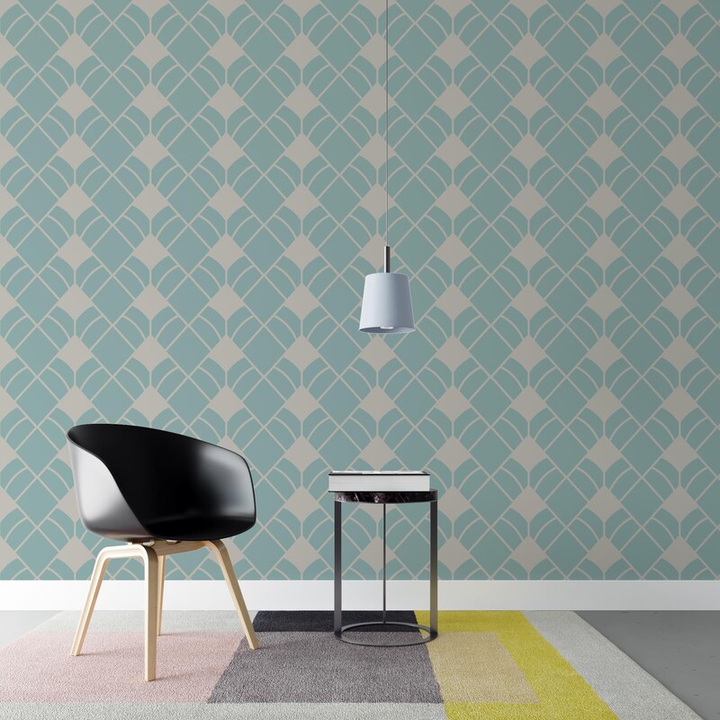 Teal Geometric Wallpaper - Etsy