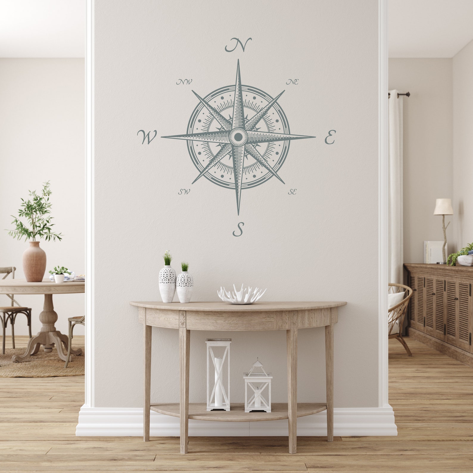 Compass Wall Decal Nautical Compass Rose Navigate Vinyl - Etsy
