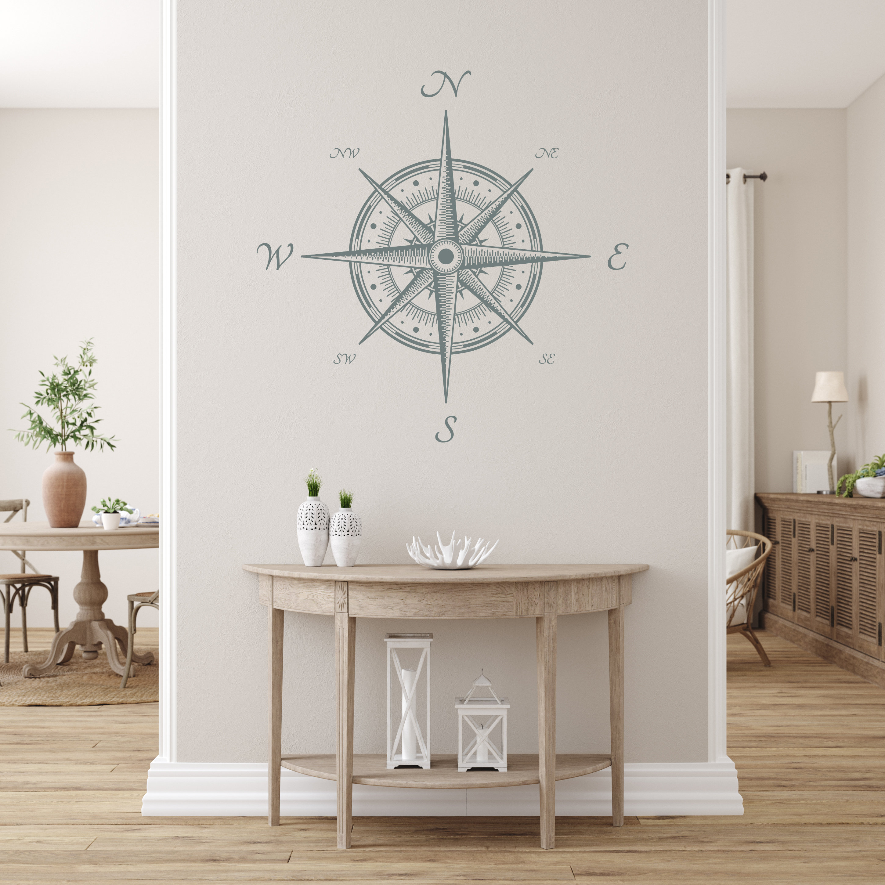 Compass Wall Decal Nautical Compass Rose Navigate Vinyl | Etsy