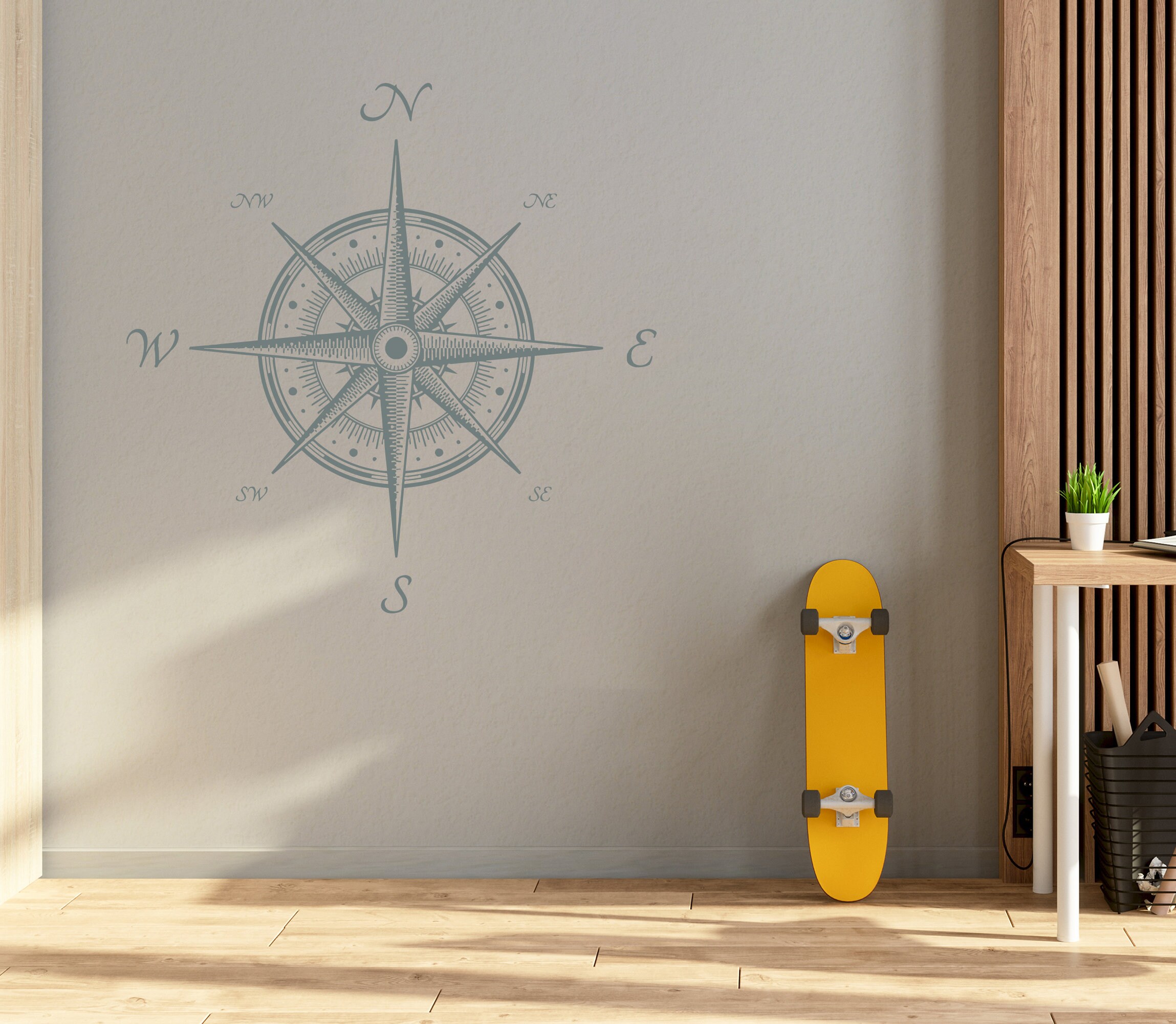 Compass Wall Decal Nautical Compass Rose Navigate Vinyl | Etsy