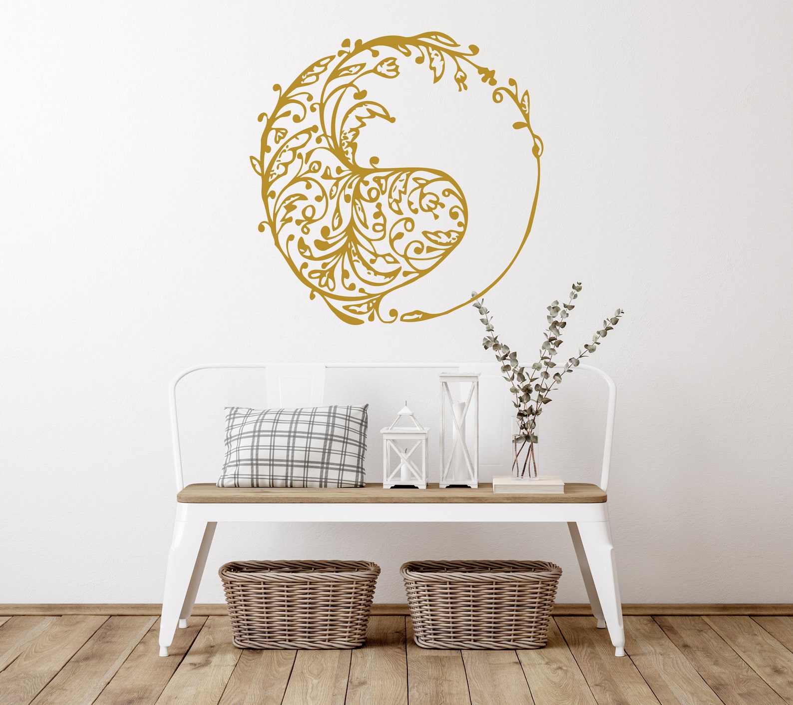 Yin Yang Wall Decal Yoga Vinyl Sticker Decals Floral Patterns - Etsy