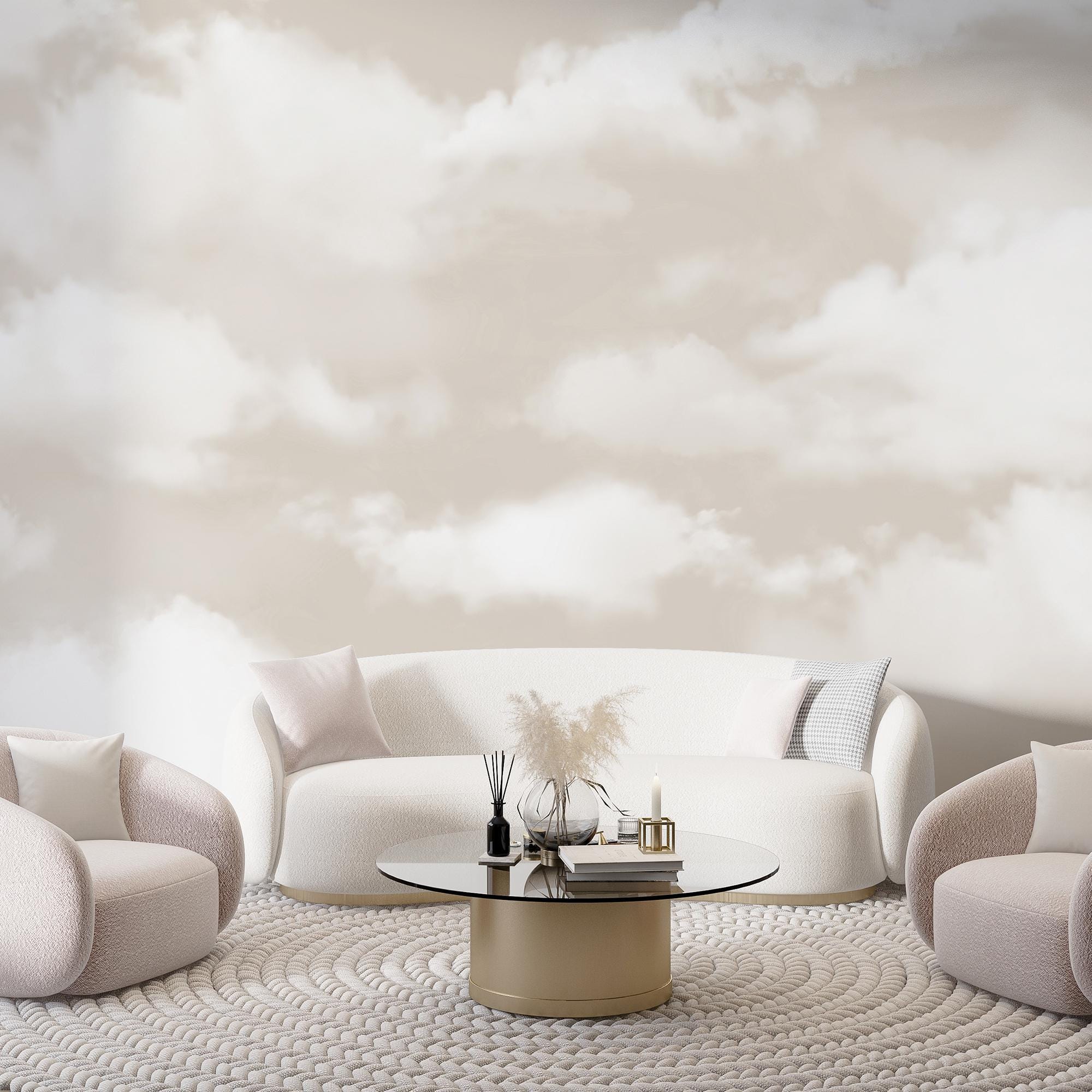 Minimalist Wallpaper Clouds, Neutral Wallpaper Mural, Abstract Neutral ...