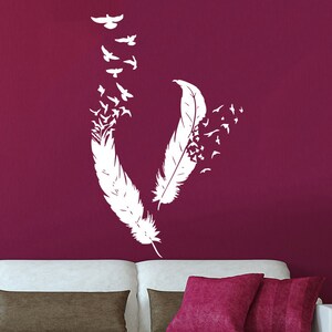 Feather Wall Decal Vinyl Sticker Decals Bird Home Decor Art - Etsy