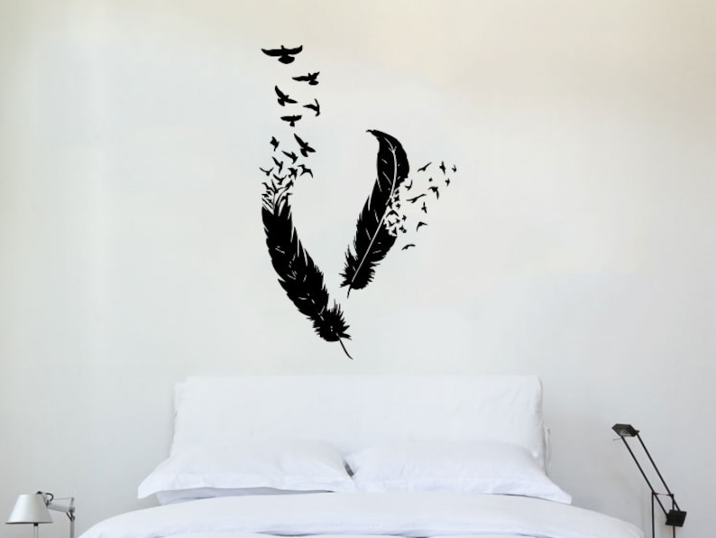 Feather Wall Decal Vinyl Sticker Decals Bird Home Decor Art - Etsy