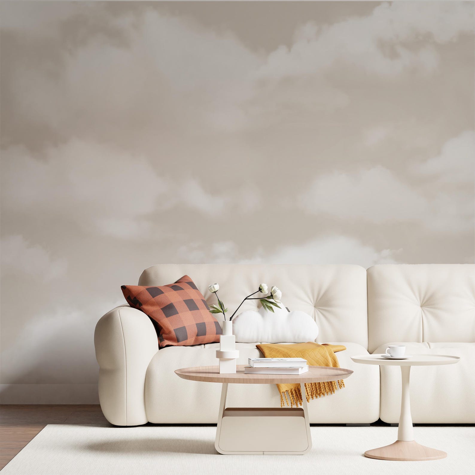 Minimalist Wallpaper Clouds, Neutral Wallpaper Mural, Abstract Neutral ...