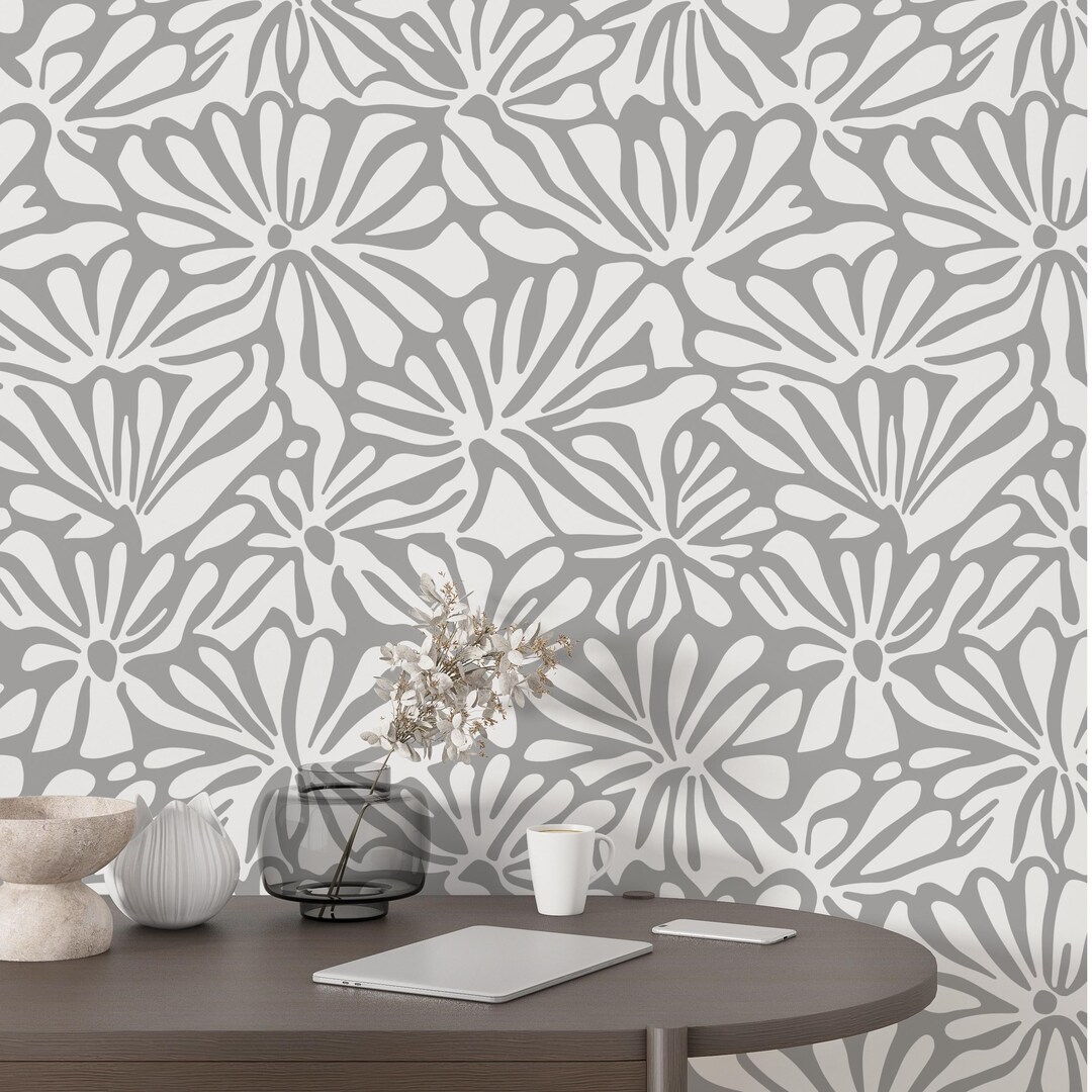 Vintage Floral Wallpaper Retro, Wallpaper DIY Home Décor, Large Pattern ...