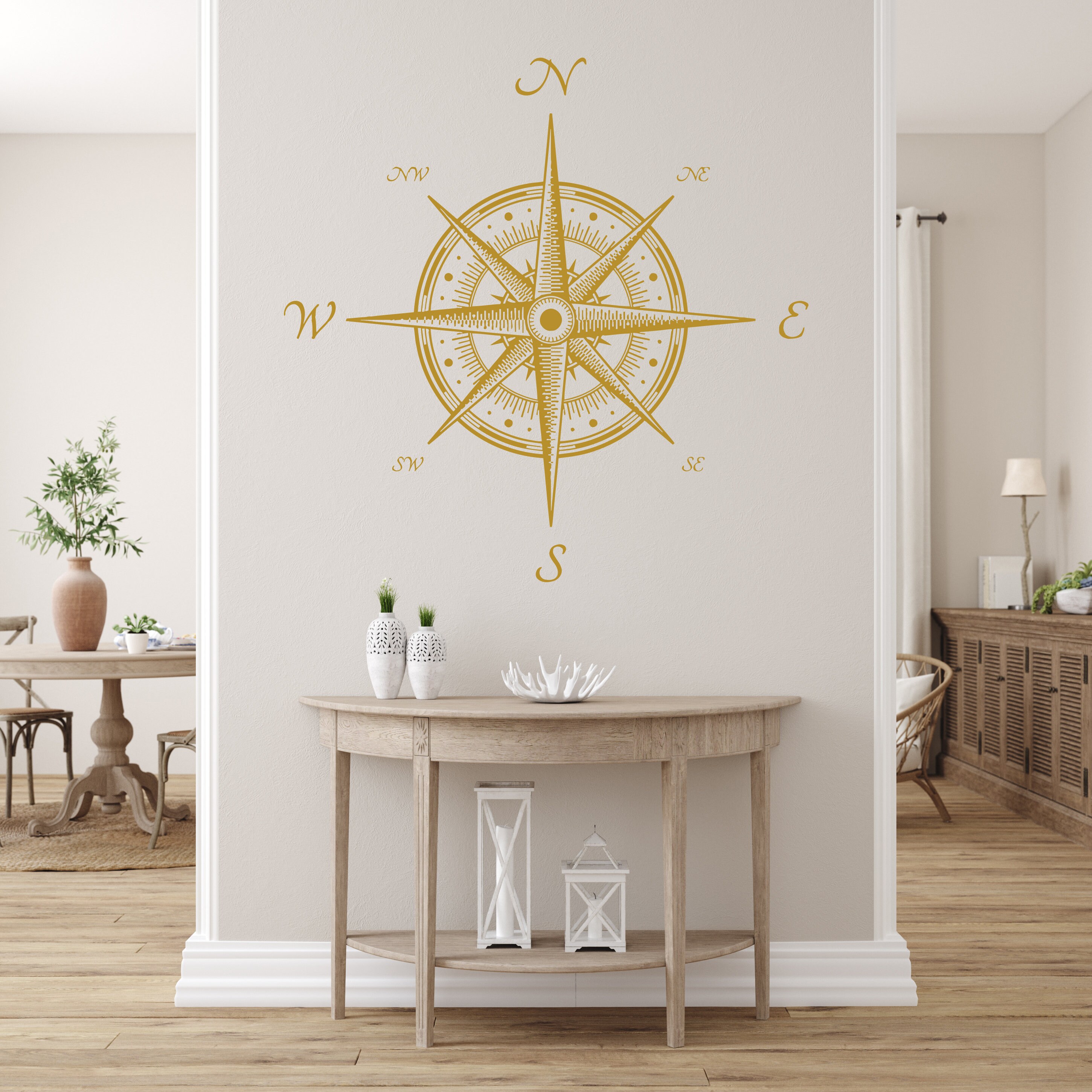 Compass Wall Decal Nautical Compass Rose Navigate Vinyl | Etsy
