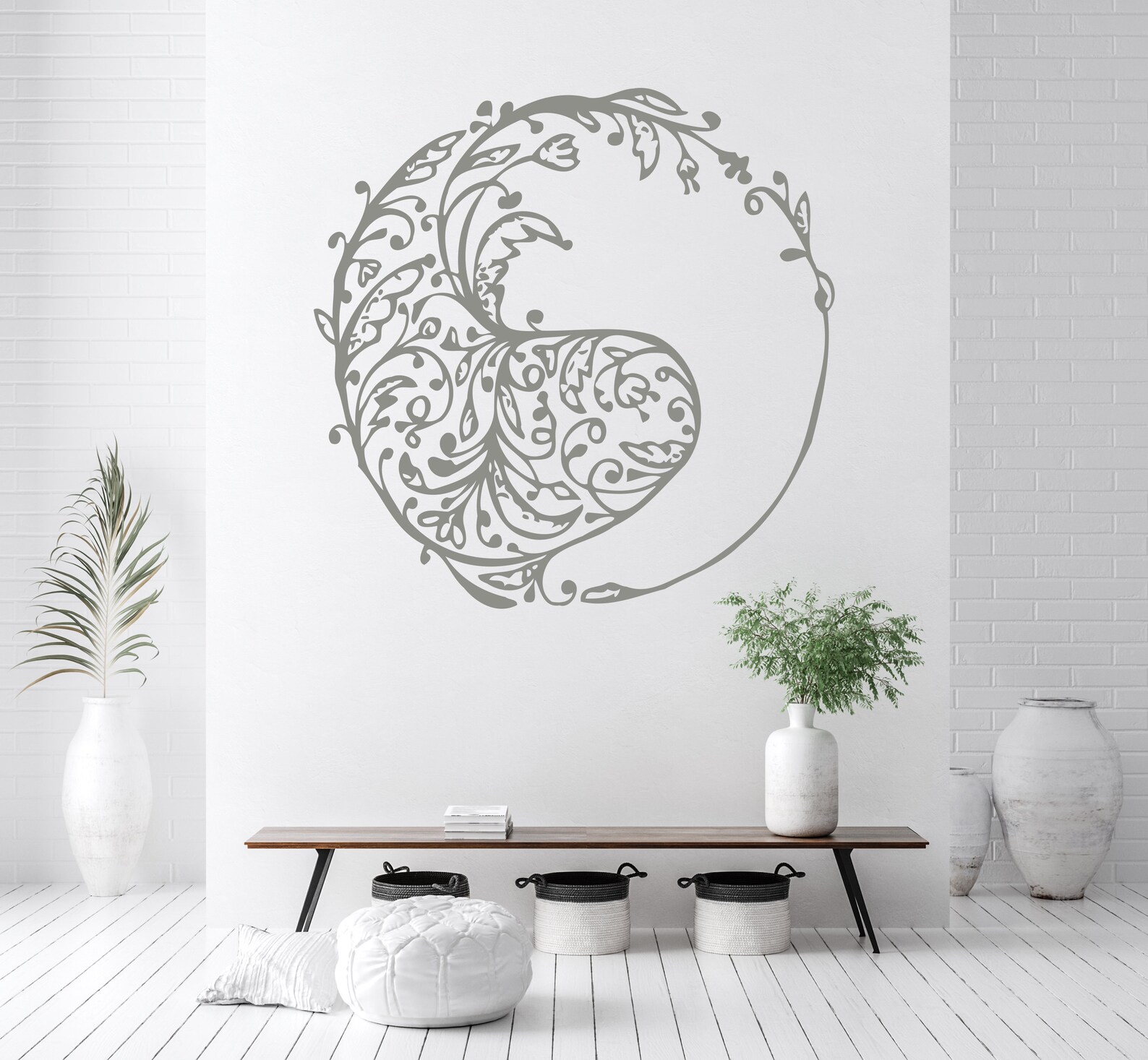 Yin Yang Wall Decal Yoga Vinyl Sticker Decals Floral Patterns - Etsy