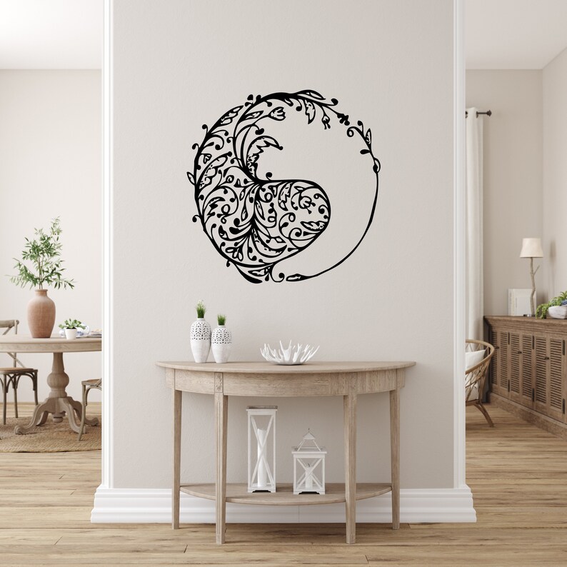 Yin Yang Wall Decal Yoga Vinyl Sticker Decals Floral Patterns - Etsy