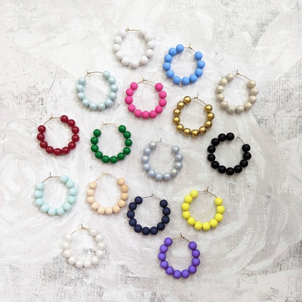 Beaded Hoop Earrings - Etsy