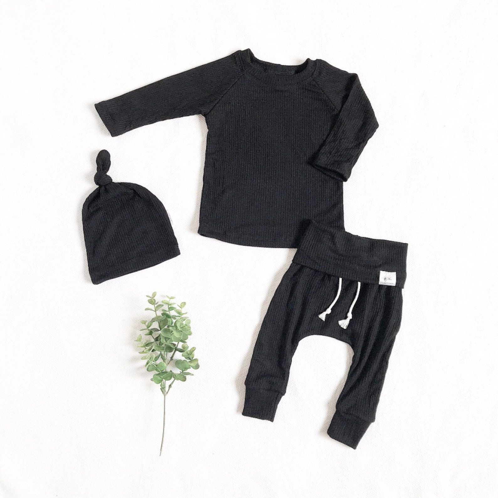 Black Rib Knit Baby Boy Outfit, Newborn Boy Coming Home Outfit, Black ...