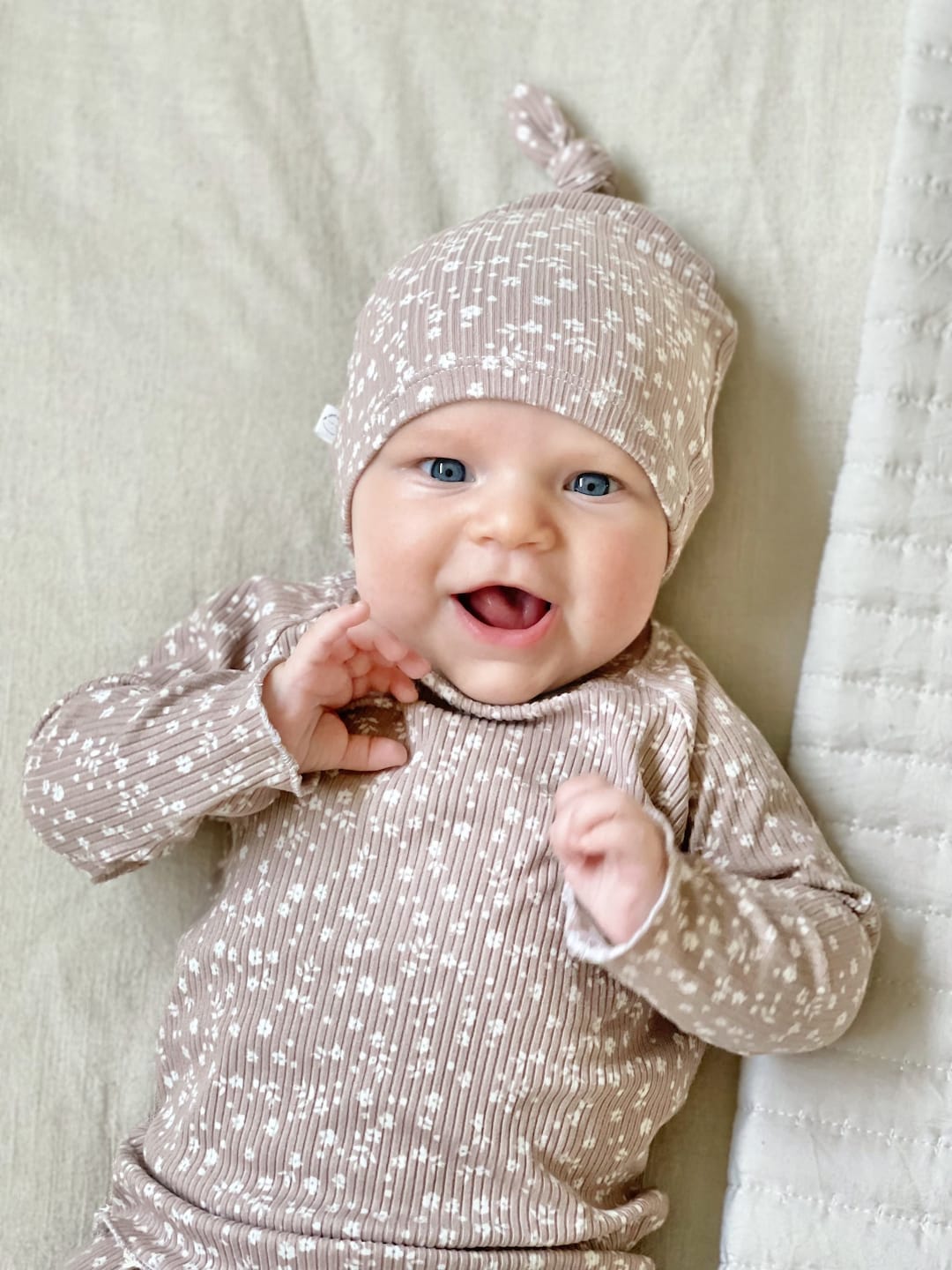 Floral Rib Knit Baby Girl Clothes, Simple Muted Tone Clothes, Newborn ...