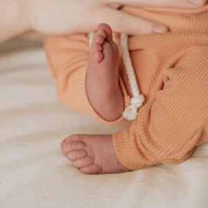 Peach Waffle Knit Baby Girl Outfit | Newborn Coming Home Set With Knot ...