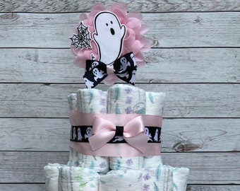 Ghost Diaper Cake Girl Ghost Baby Shower Centerpiece Baby Shower Gift ...