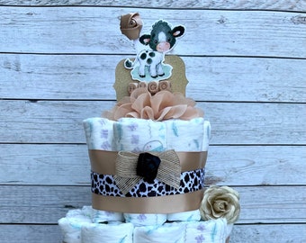 Baby Cow Diaper Cake / Diaper Cake/ Baby Shower Centerpiece - Etsy