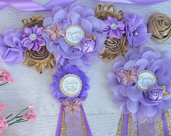 Purple and Gold Lavender Baby Shower Mommy to Be Maternity - Etsy