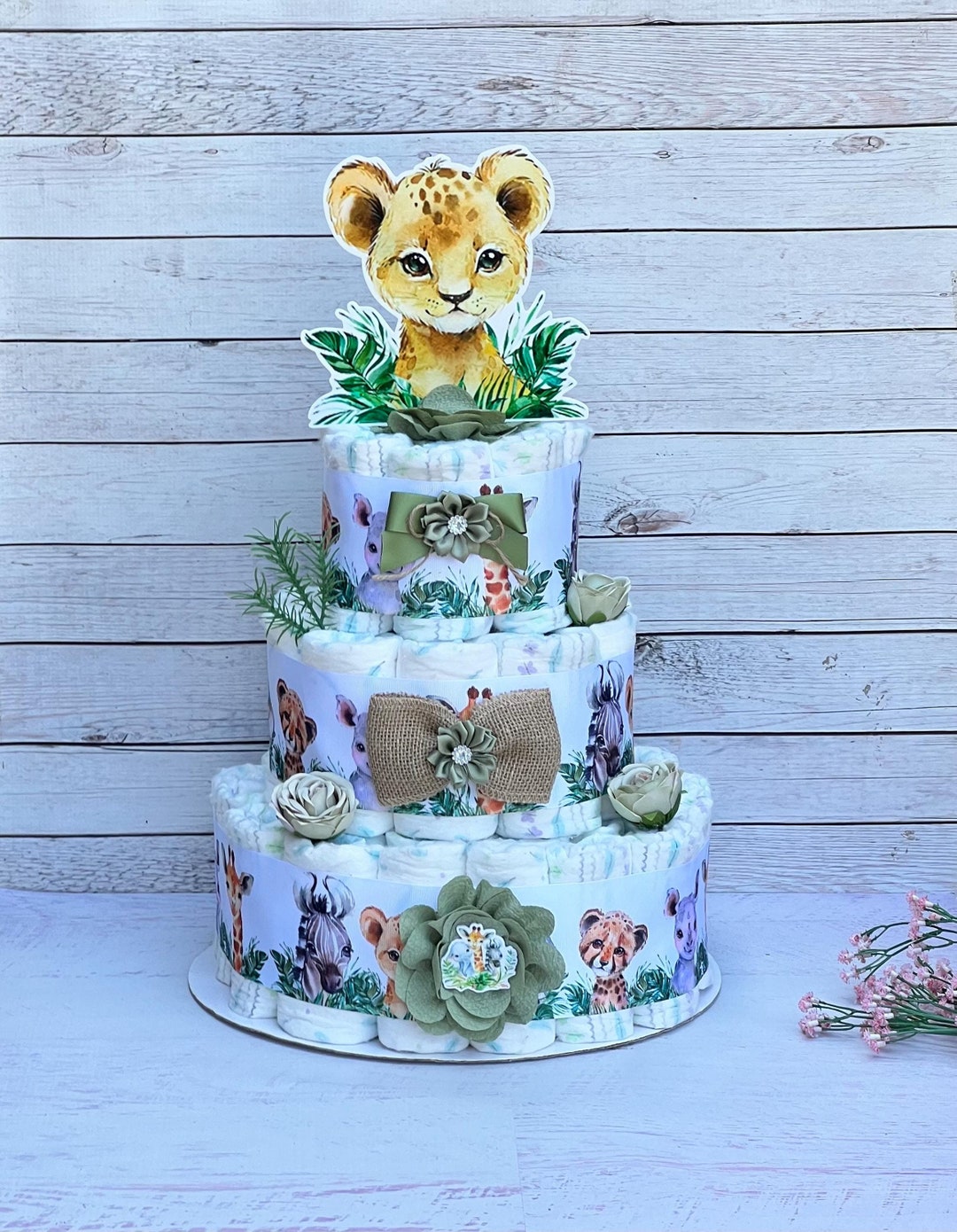 Safari Diaper Cake Boy Jungle Safari Baby Shower Boy Centerpieces ...