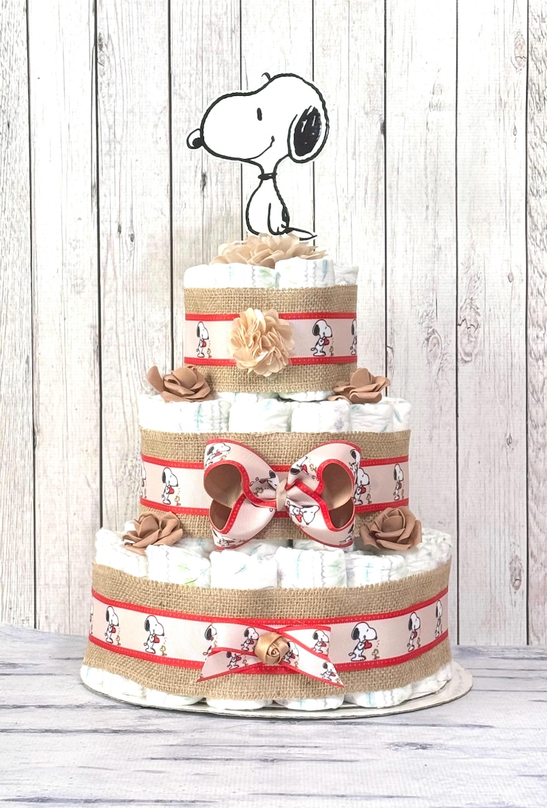 Dog Diaper Cake Dog Baby Shower 3 Tier Diaper Cake Gender Neutral Baby ...