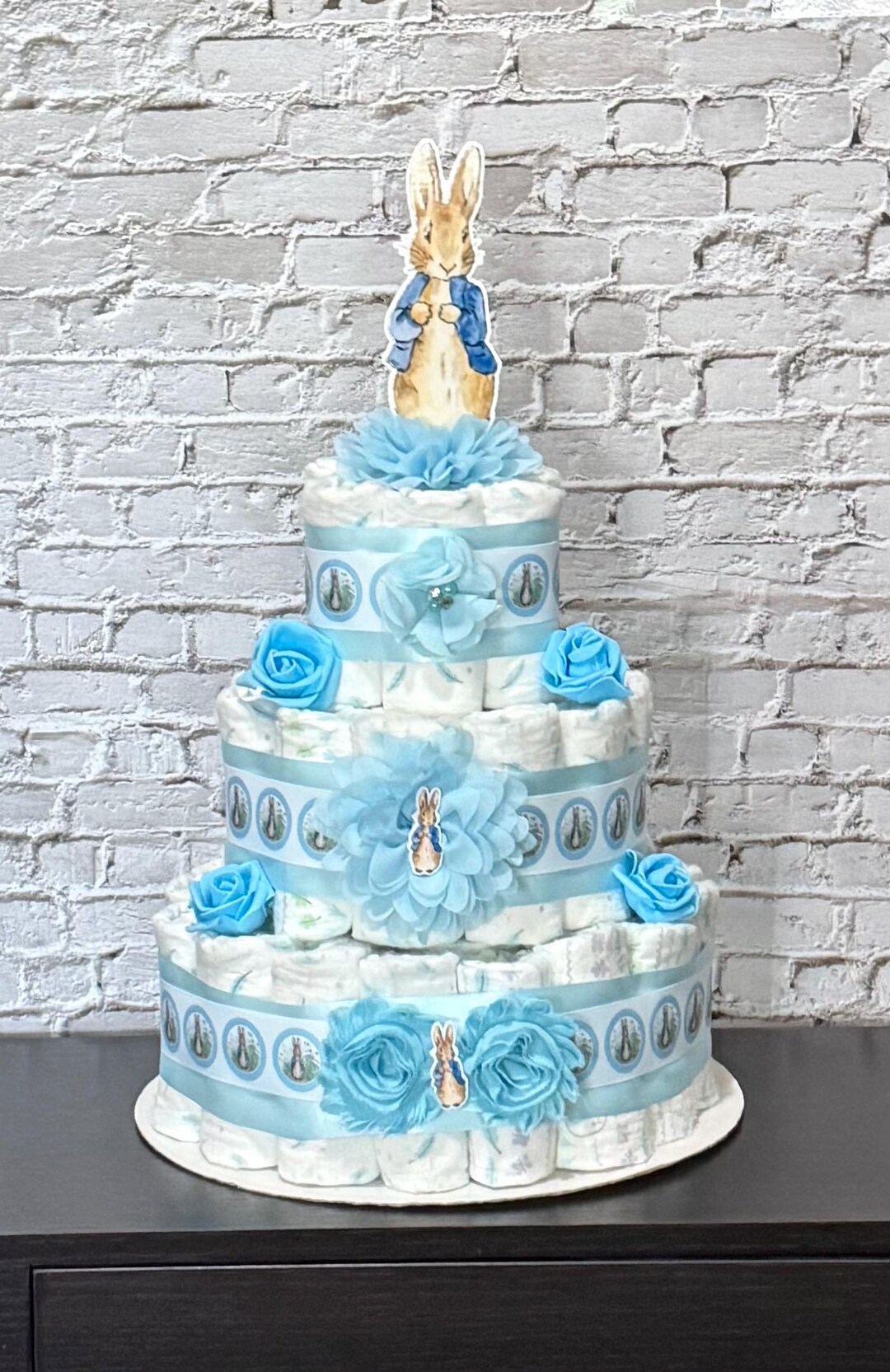 Rabbit Diaper Cake Boy Rabbit Baby Shower Bunny Baby Shower Table ...