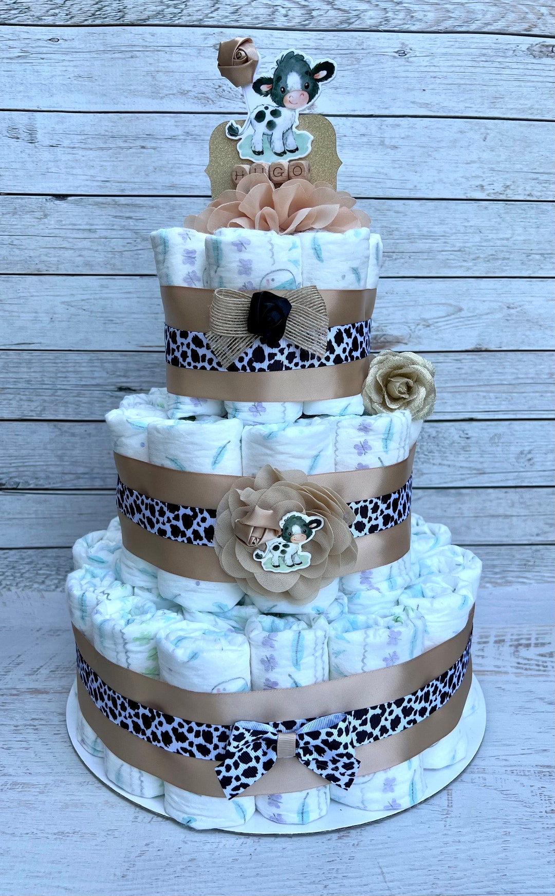 Highland Cow Diaper Cake Baby Shower diaper Cake Boy Baby - Etsy