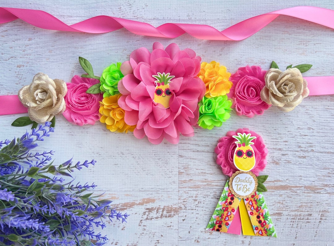 Hawaiian Baby Shower Sash ,luau Baby Shower Girl , Hawaiian Maternity ...