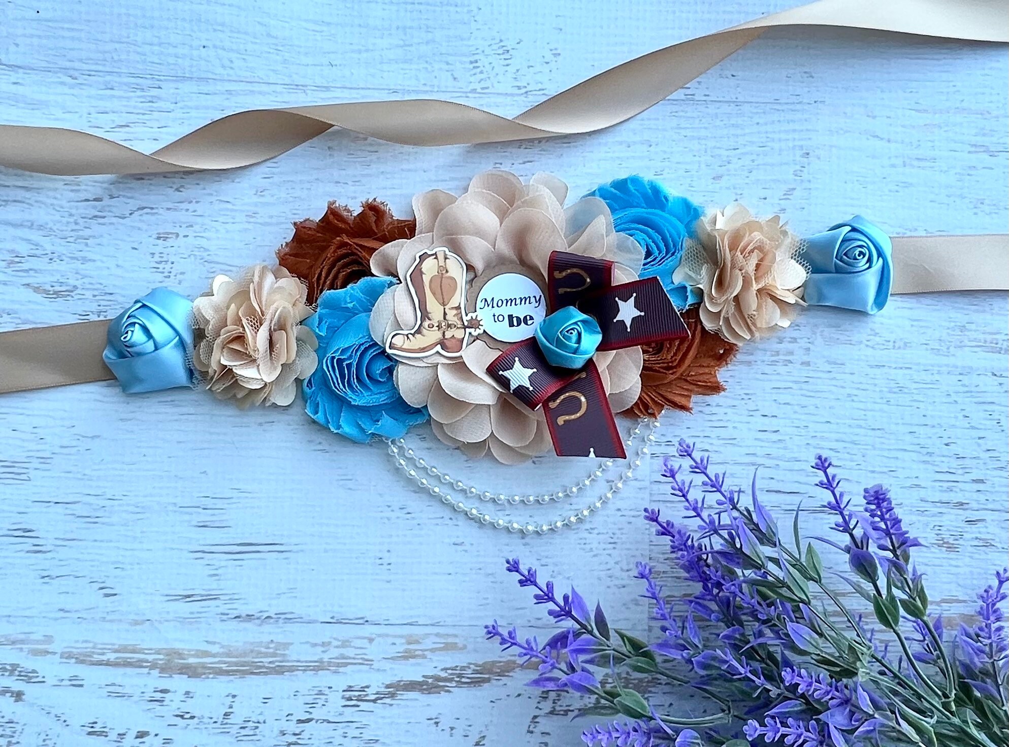 Blue Cowboy Baby Shower Sash cowboy Baby Shower Boy mommy | Etsy