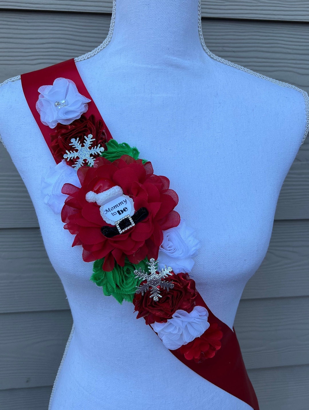 Santa Baby Shower Sash Santa Shoulder Sash Santa Maternity Sash Santa ...