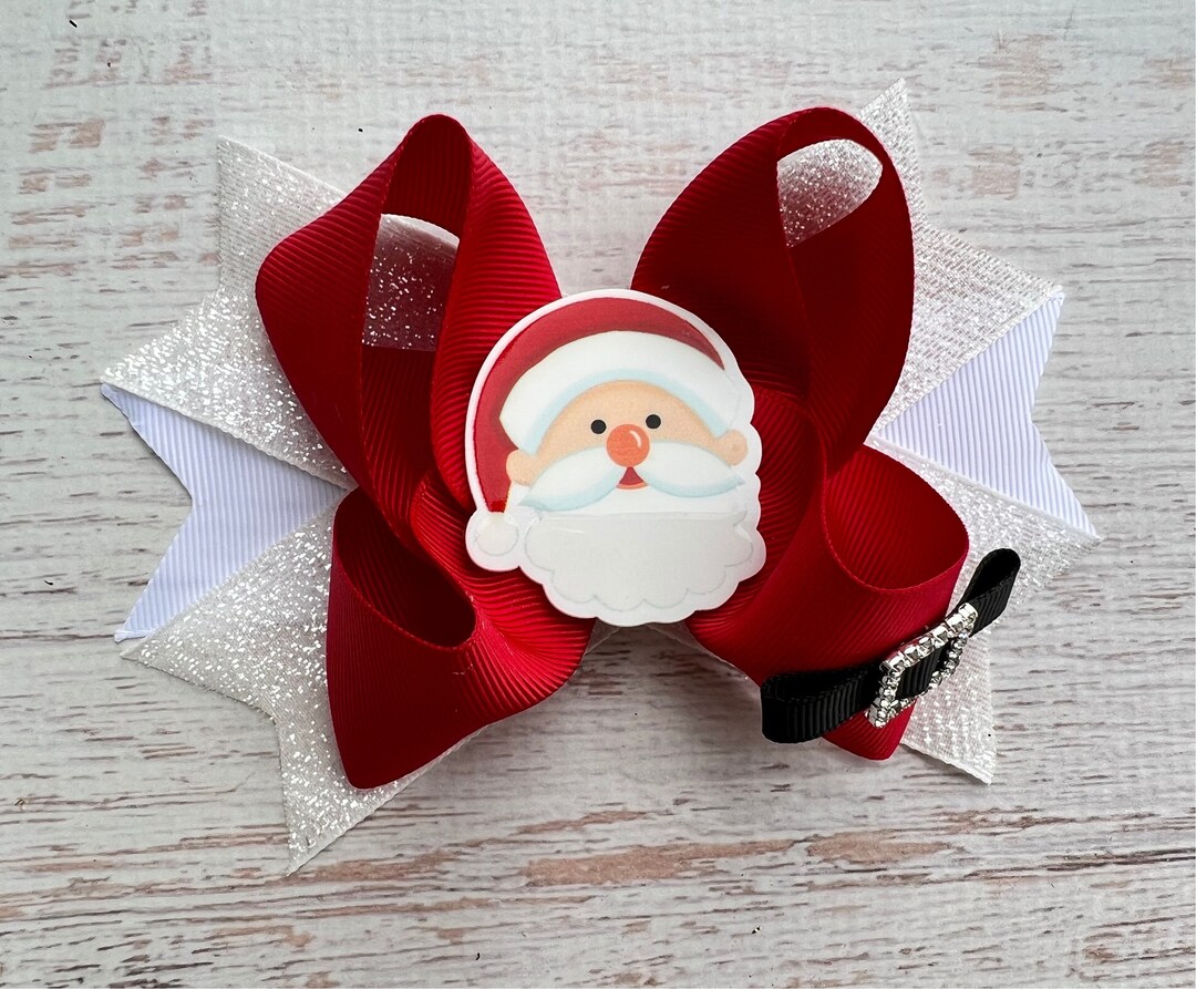 Santa Hair Bow Christmas Hair Bow Santa Hairbow Christmas Santa Hair ...