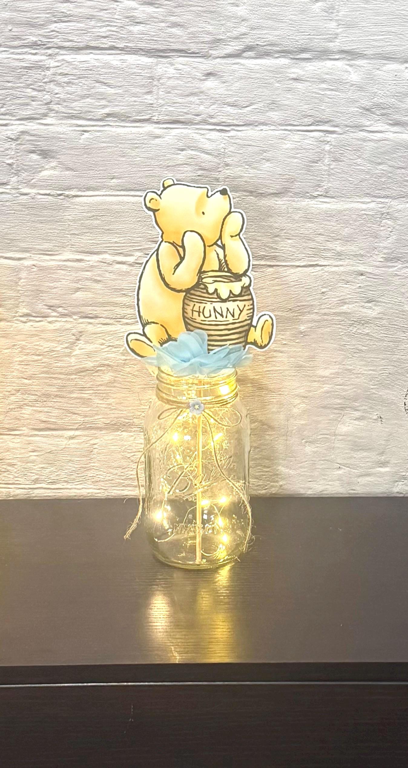 Classic Pooh Baby Shower Centerpiece: Mason Jar With Fairy Lights - Etsy