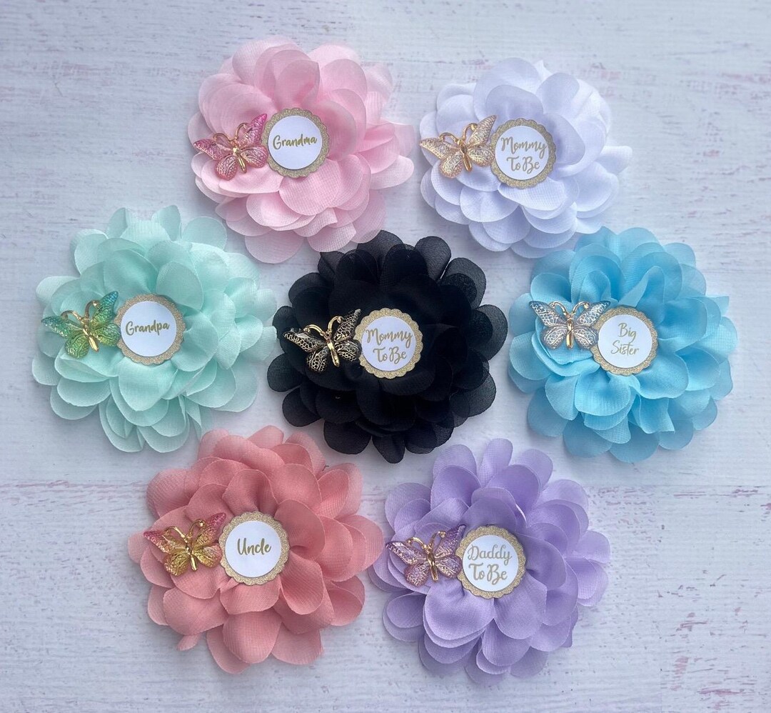 Butterfly Baby Shower Pins Mommy Pin Daddy Pin Butterfly Family Pin ...