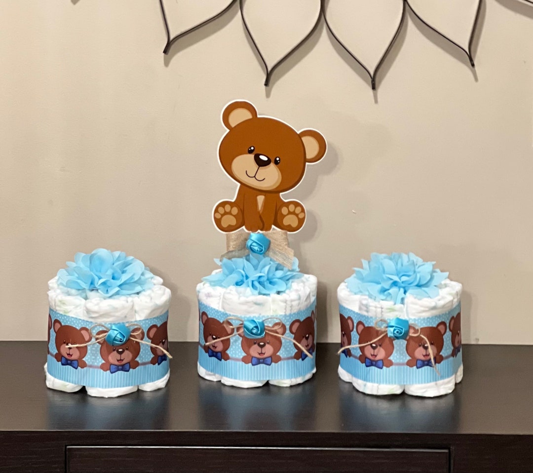 Teddy Bear Diaper Cakes Boy ,set of 3 Teddy Bear Diaper Cakes , Table ...