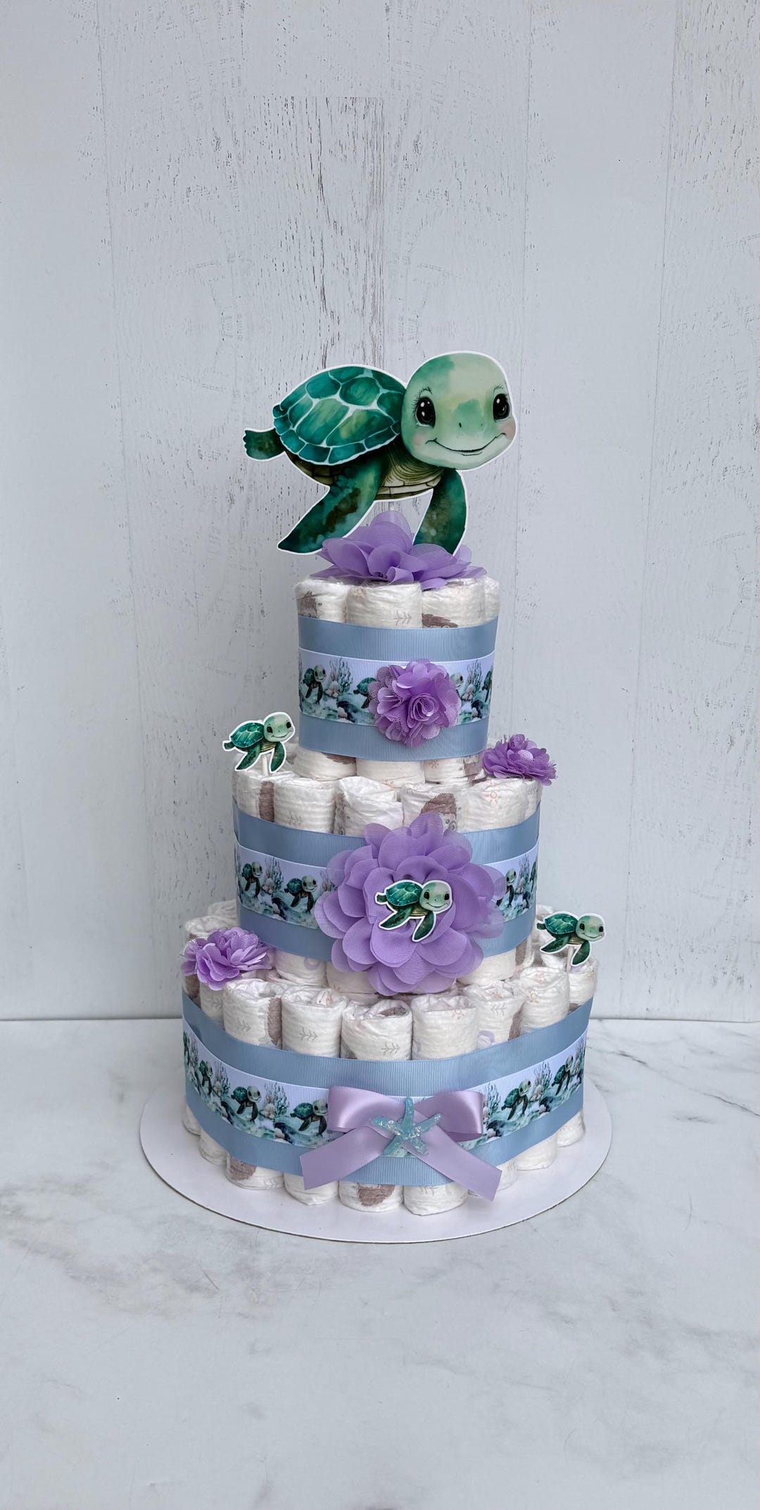 Sea Turtle Diaper Cake ,gender Neutral / Boy Baby Shower Centerpiece ...