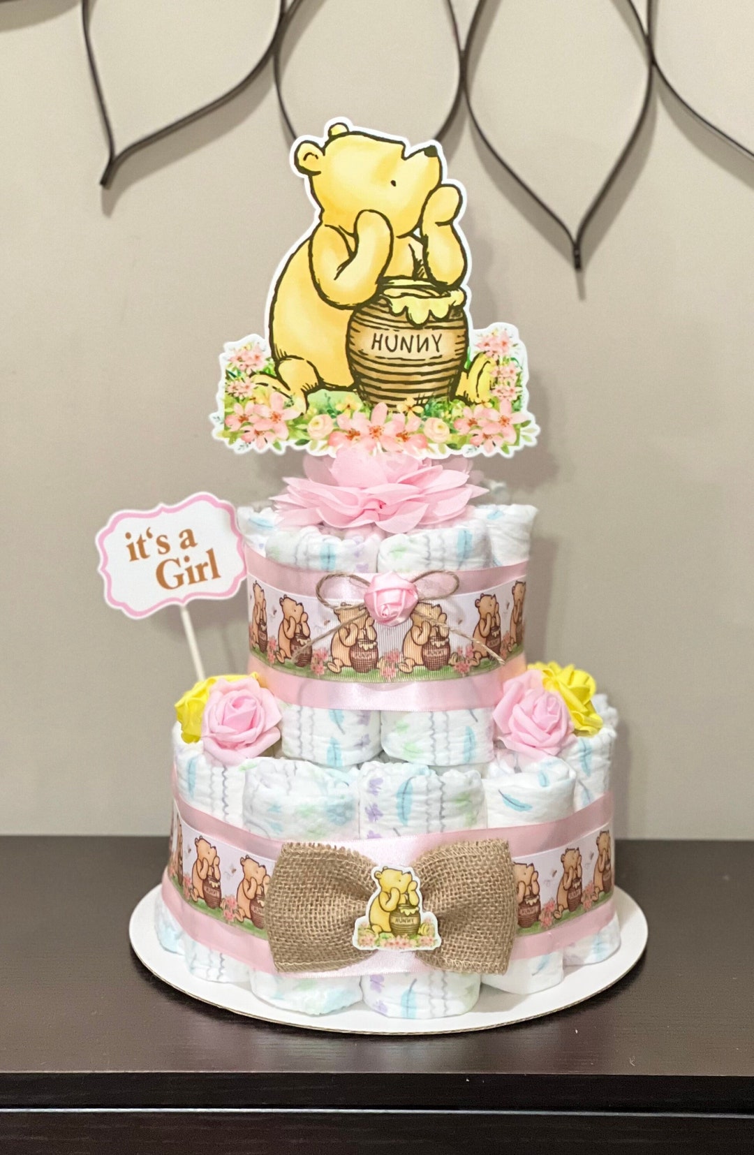 Classic Winnie the Pooh Diaper Cake Girl Classic Pooh Baby Shower Girl ...