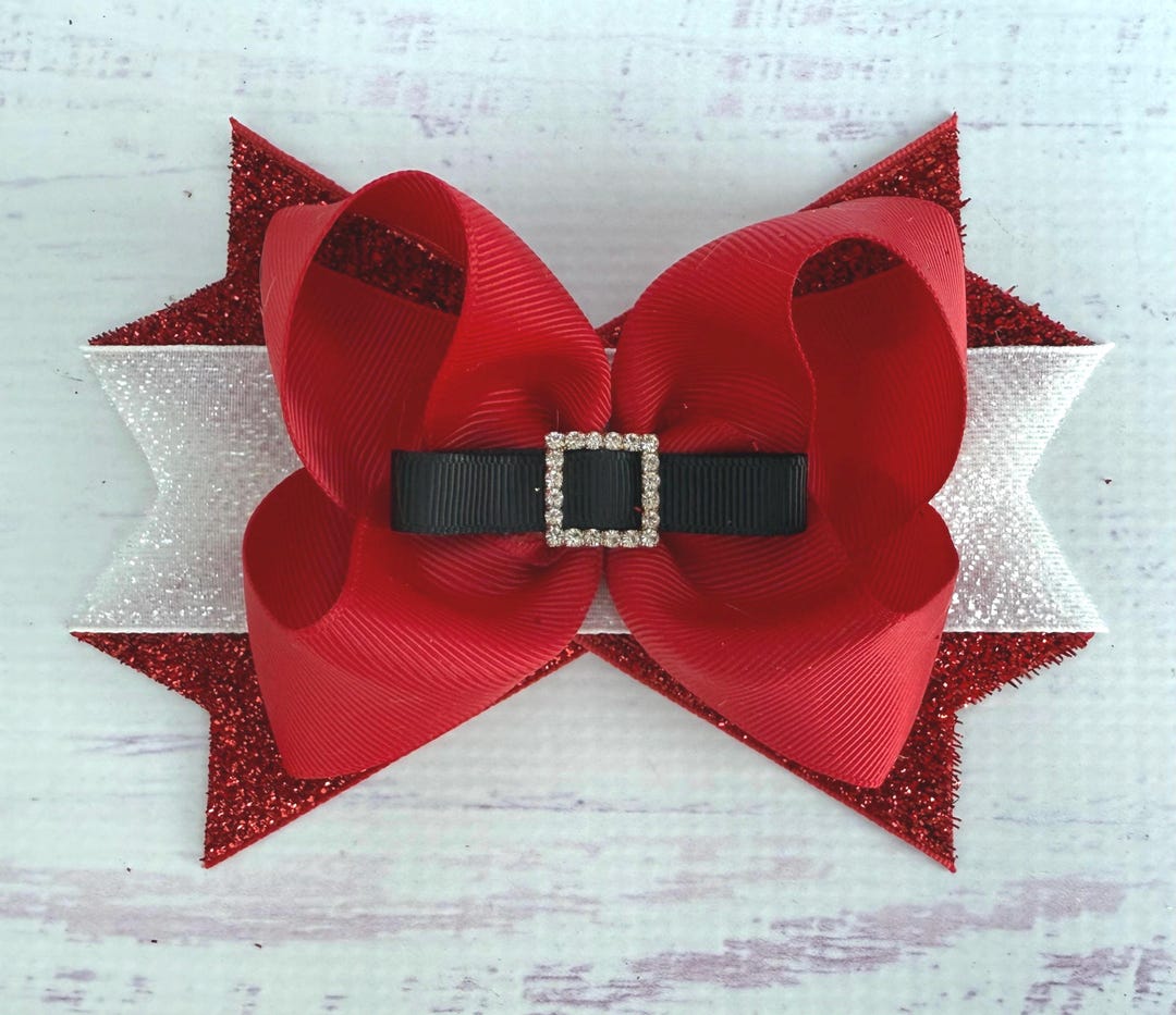Santa Hair Bow Christmas Hair Bow Santa Hair Clip Christmas Boutique ...