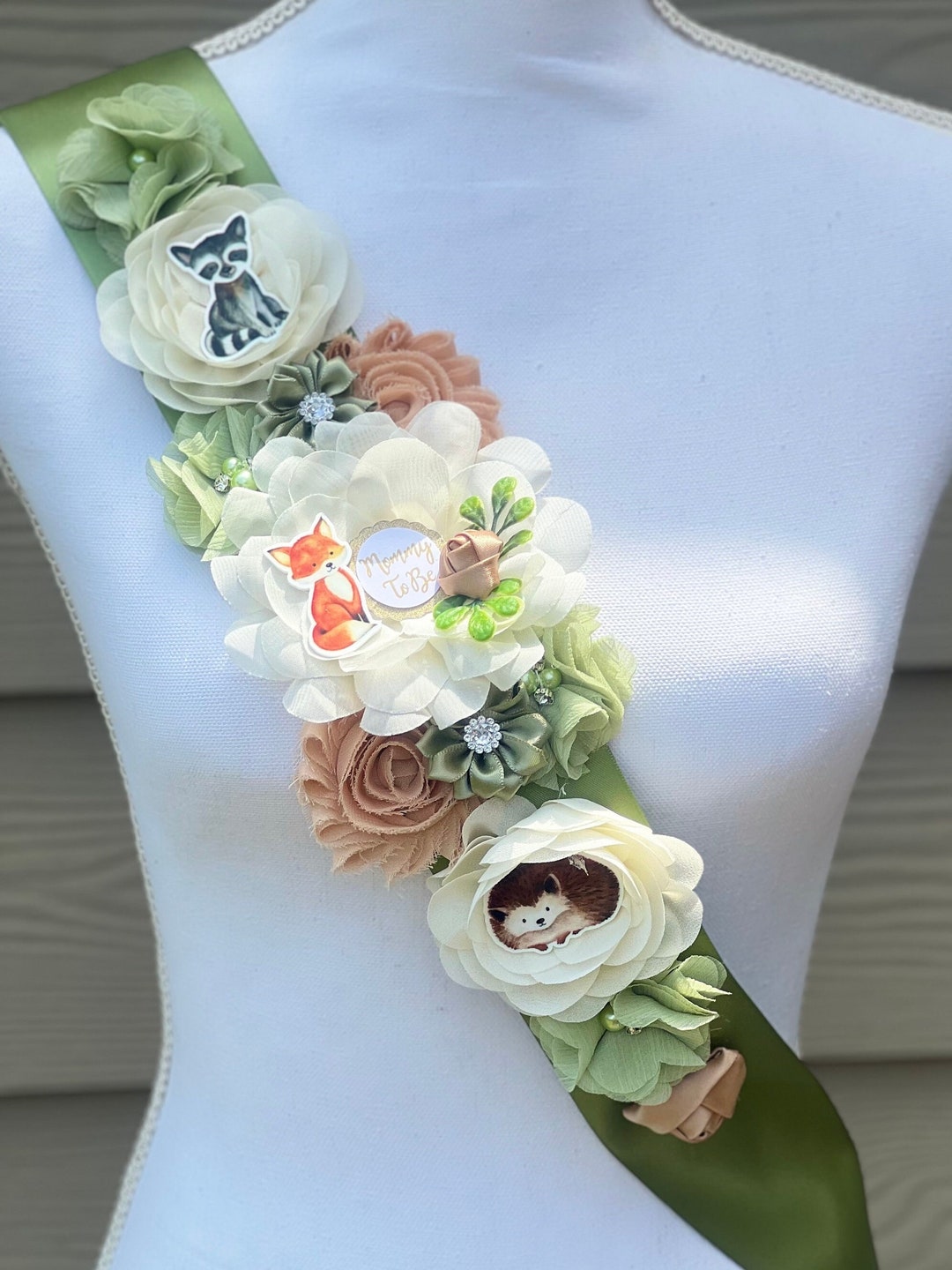Woodland Shoulder Sash Baby Shower Sash Woodland Maternity Sash ...