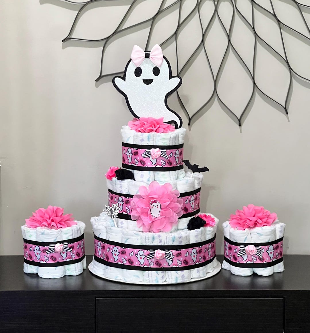 Ghost Diaper Cake Boy Set of 3 Halloween Ghost Baby Shower Centerpiece ...