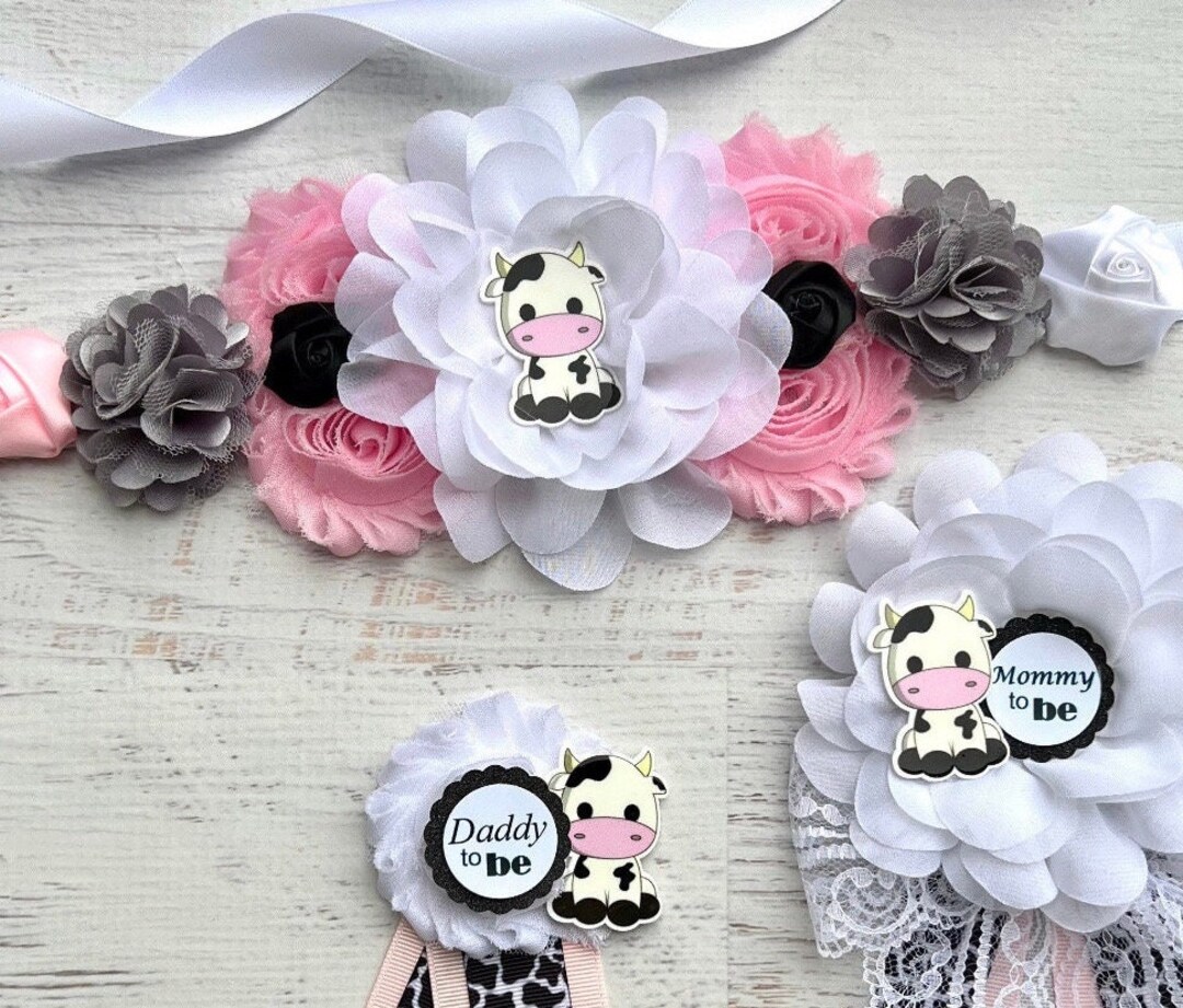 Cow Baby Shower Sash Girl ,cow Maternity Sash ,cow Pregnancy Sash, Cow ...