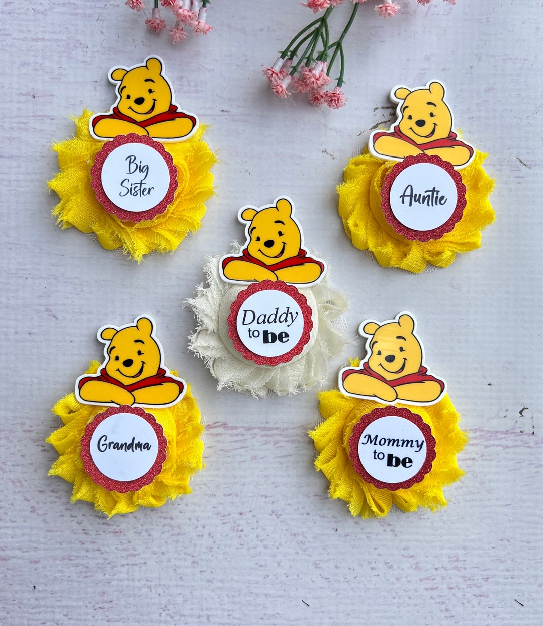Winnie the Pooh Baby Shower Pins Family Pins Baby Shower Family ...