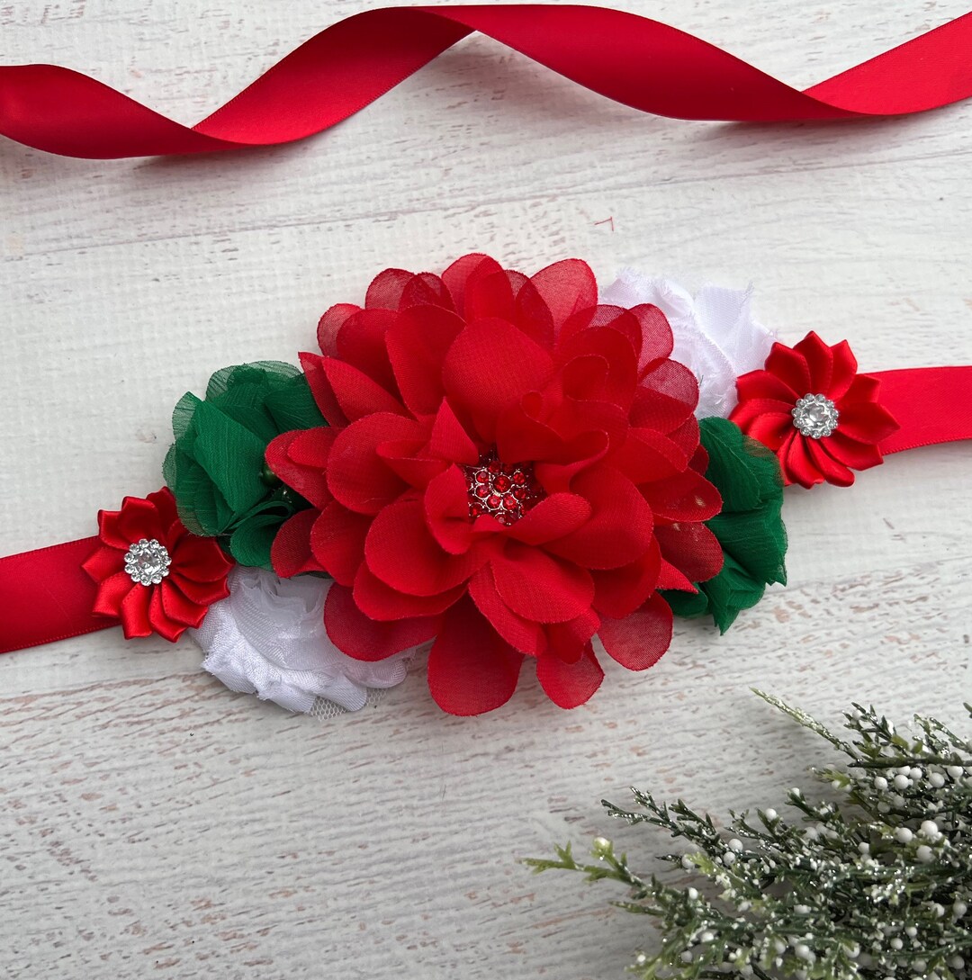 Red Green Christmas Toddler girl sash belt Christmas Girls - Etsy España