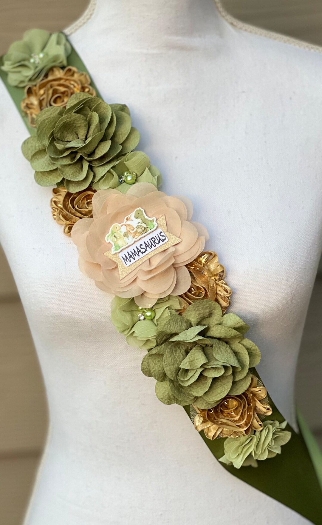 Dinosaur Baby Shower Shoulder Sash Dino Maternity Sash Pregnancy Sash ...